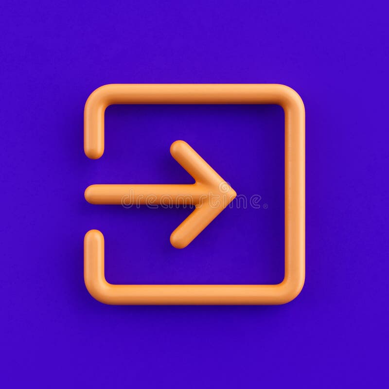 3d Icon Input, Outline Yellow Arrow Icon, Direction Symbol, 3d ...