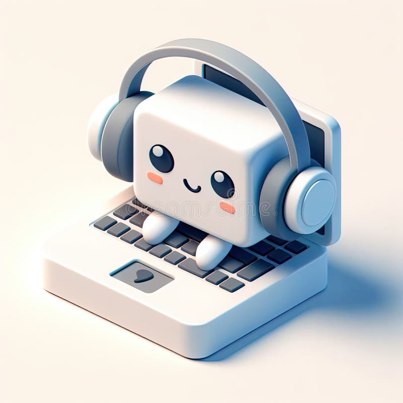 3D Icon of a Laptop and Headphones in Isometric Style on a White ...