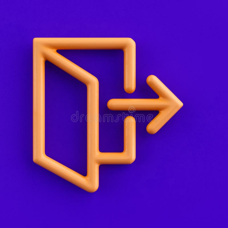 3d Icon Leave, Outline Yellow Arrow Icon, Direction Symbol, 3d ...