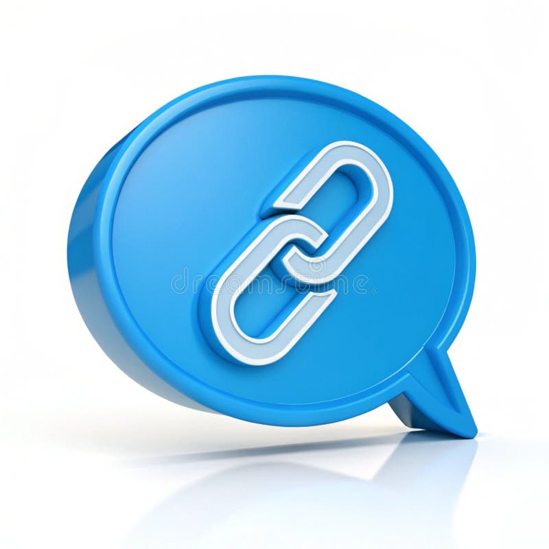 Link Share Icon on Blue Bubble 3D Illustration Isolated on White ...