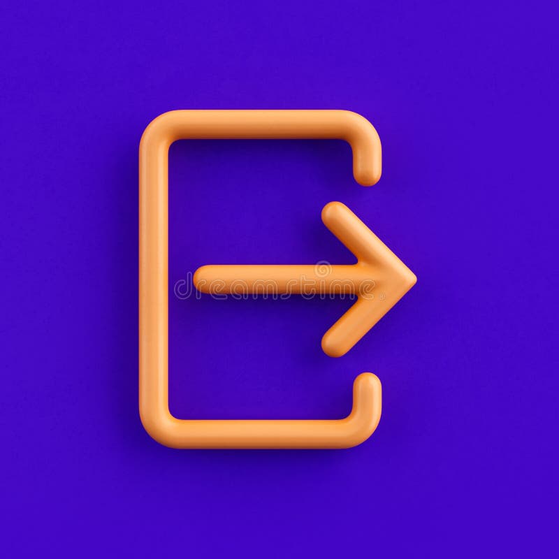 3d Icon Logout, Outline Yellow Arrow Icon, Direction Symbol, 3d ...