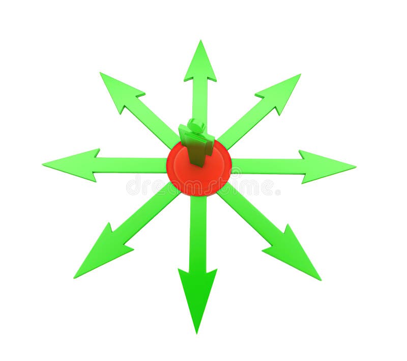 3d Icon Man Standing in Middle of Different Directional Arrows Stock ...