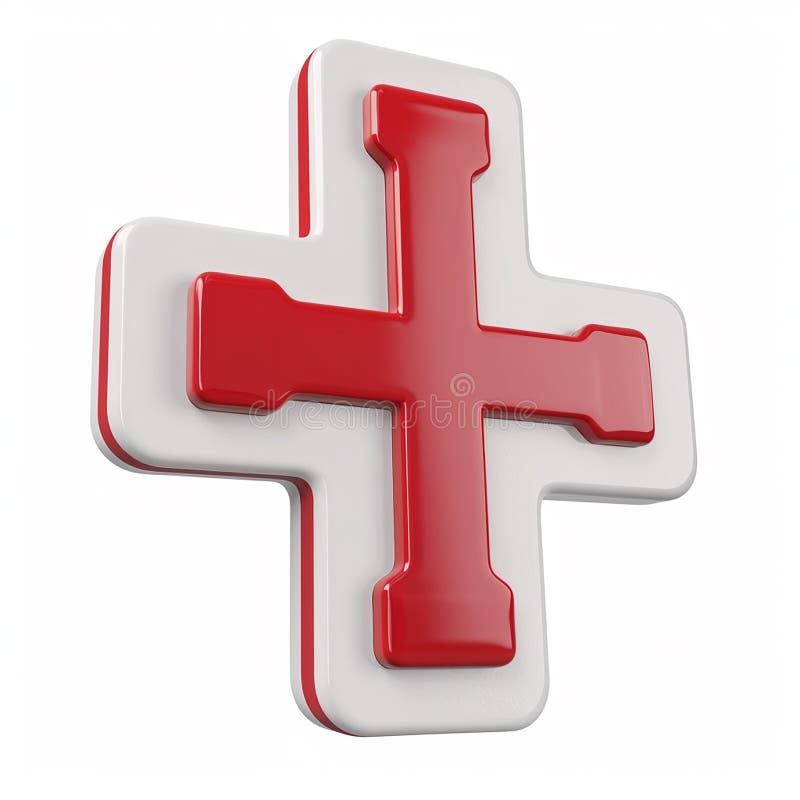A 3D Icon of a Medical Cross with a White Background Stock Illustration ...