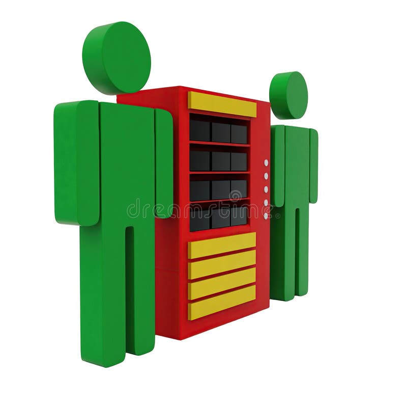 3d Icon Men Sign and Vending Machine Concept Stock Illustration ...