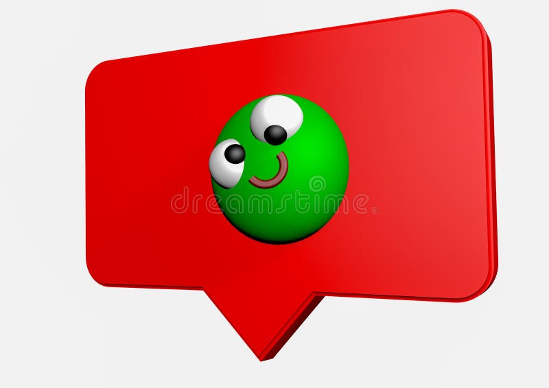 3D Icon of Message or Notification in Social Networks, with a Happy ...
