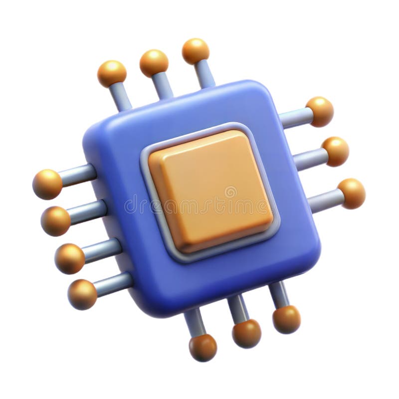 3D Icon of a Microchip Isolated on White Background Stock Image ...