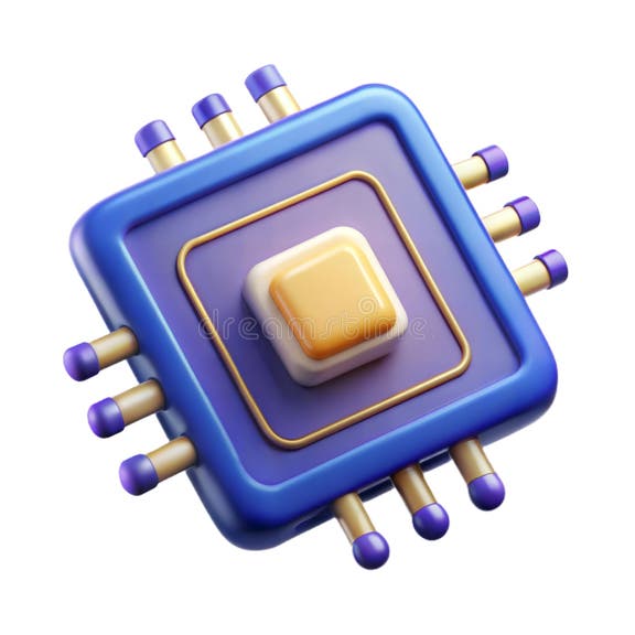 3D Icon of a Microchip Isolated on White Background Stock Illustration ...