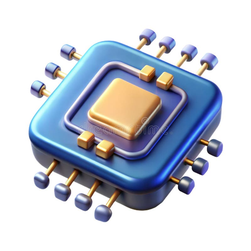 3D Icon of a Microchip Isolated on White Background Stock Image ...