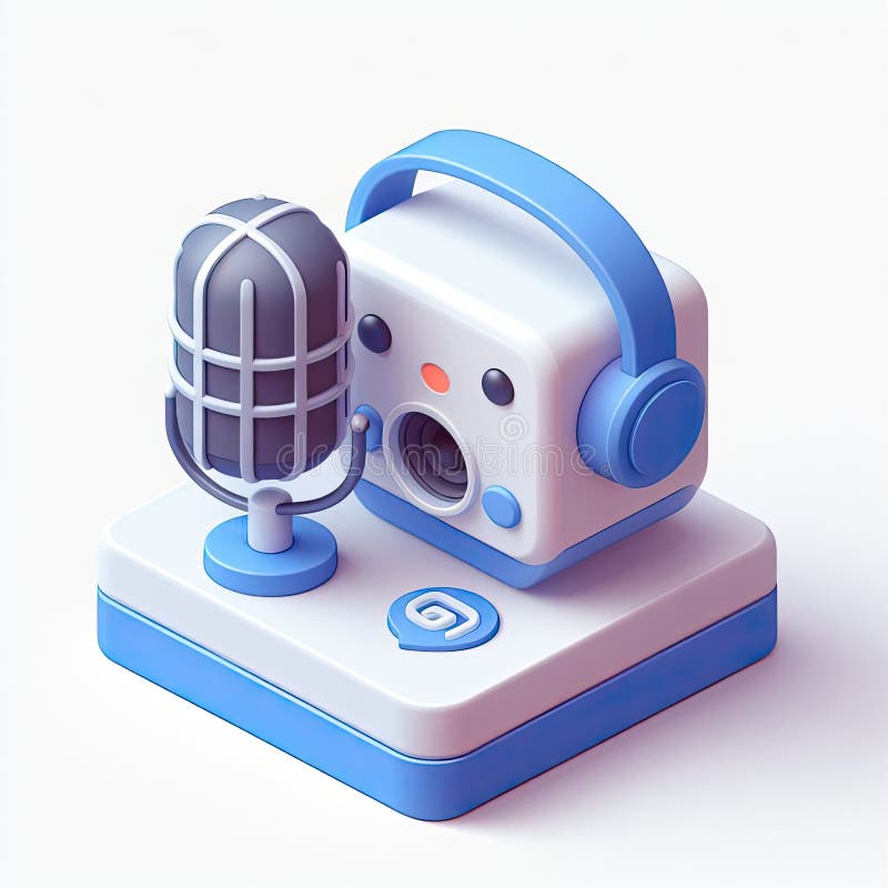 3D Icon of a Microphone and a Camera in Isometric Style on a White ...