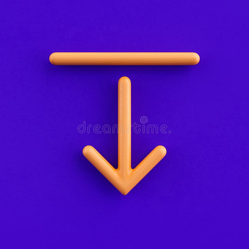3d Icon Move Down, Outline Yellow Arrow Icon, Direction Symbol, 3d ...