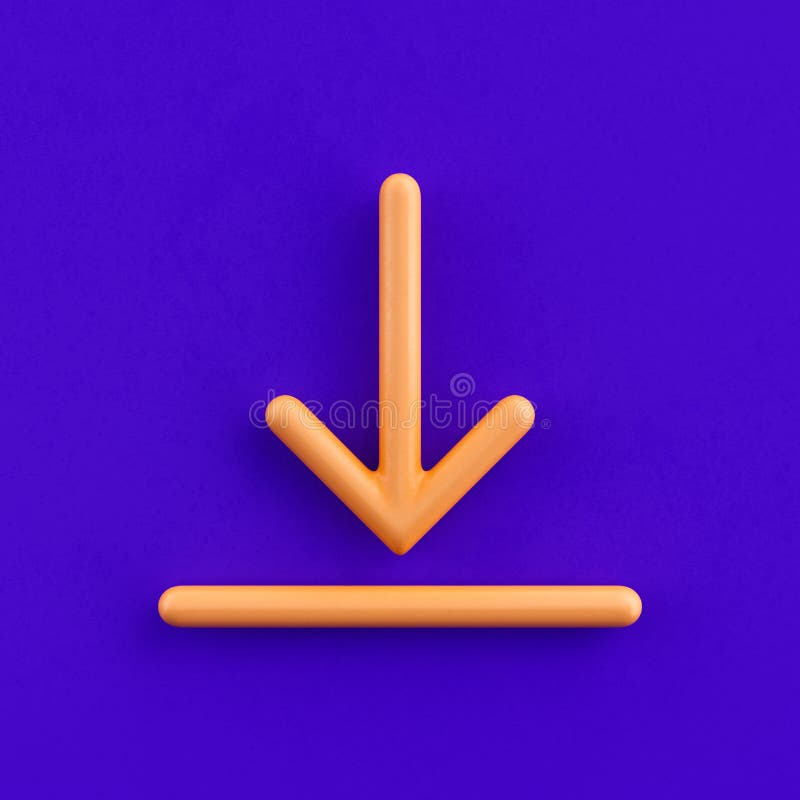 3d Icon Move Layer Down, Outline Yellow Arrow Icon, Direction Symbol ...