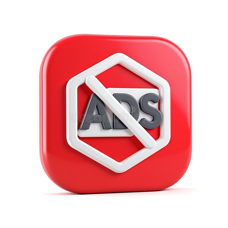 3D Icon of No Ads Sign Isolated on White Background, Symbol for ...