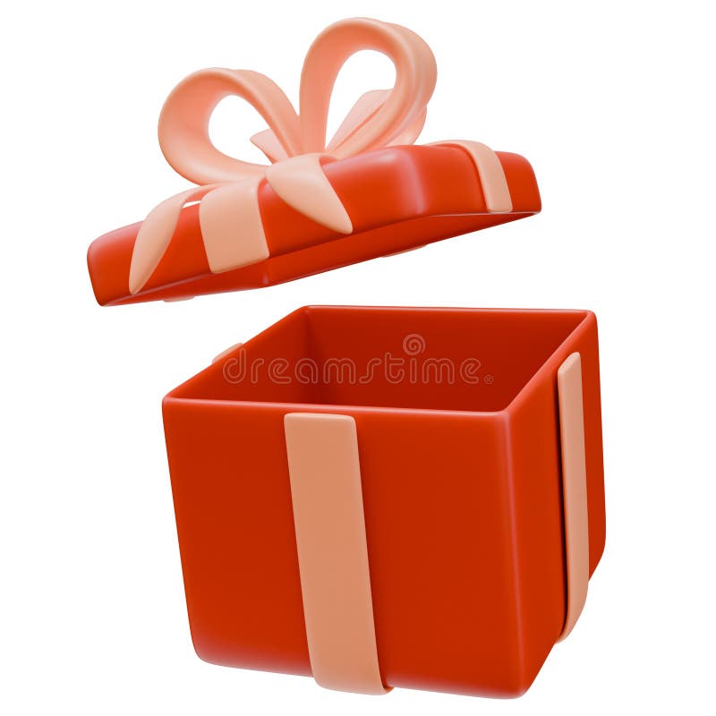 3D Icon Open Gift Box Ribbon Bow. Holiday, Congratulations Concept. 3D ...