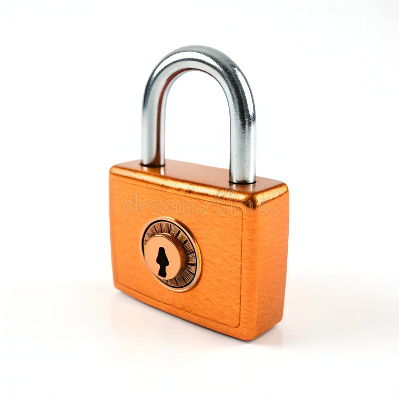 3D Icon of Orange Lock Isolated on White Background Stock Illustration ...