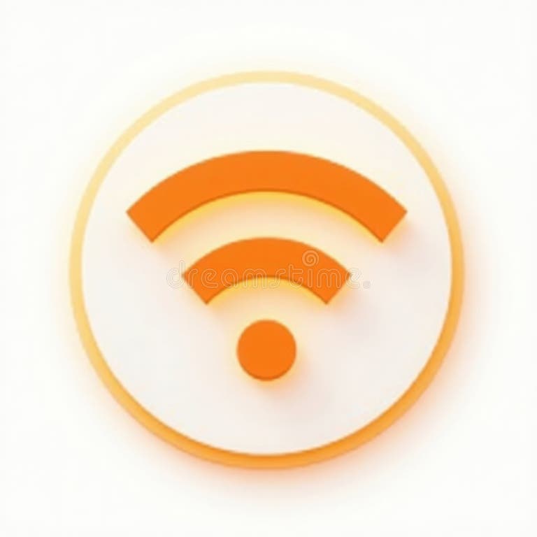 3d Icon of Orange Wifi Symbol Isolated on White Background, 3d Icon ...