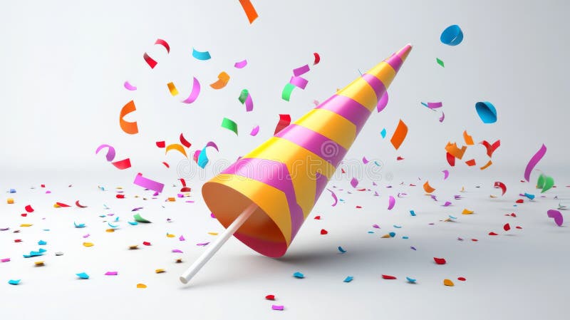 3d Icon Party Popper on White Background Stock Illustration ...