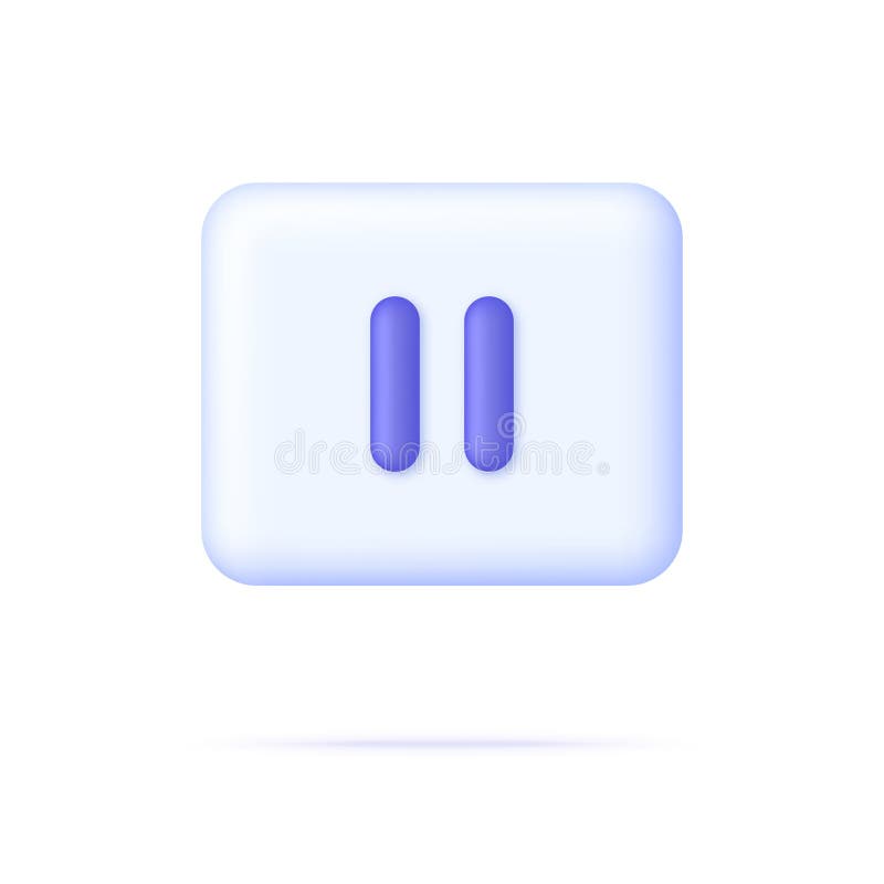 3d Icon Pause Button Isolated on White Background. Stop Sign Stock ...