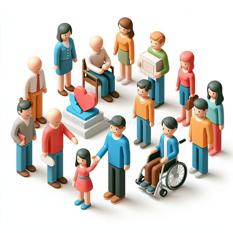 3D Icon of People with Different Disabilities in Isometric Style on a ...