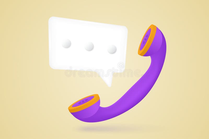 3d Icon Phone Handset with Speech Bubble. Support, Customer Service ...