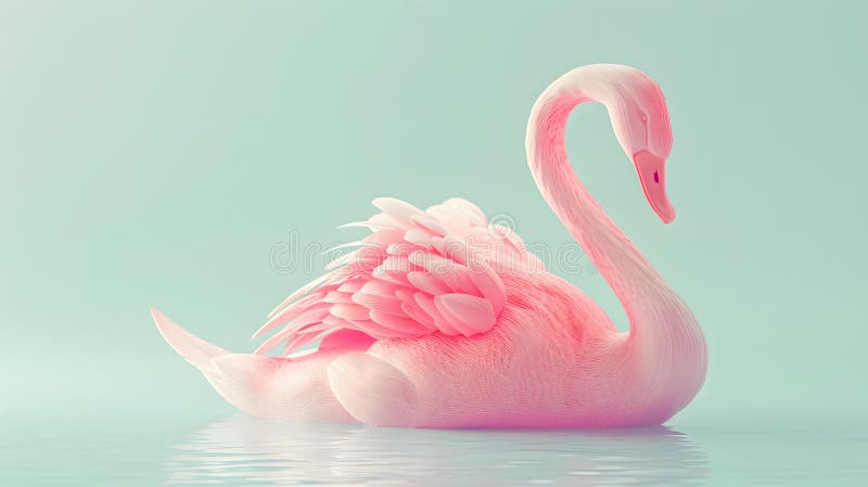3D Icon of a Pink Swan Floating on a Light Blue Background. this is AI ...