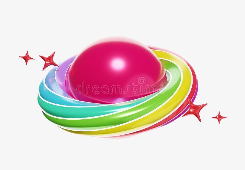 3D of Icon Planet with Colorful Ring Around Stock Illustration ...