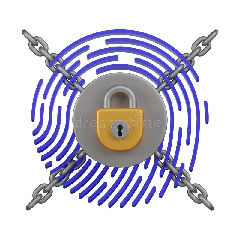Biometric Security Locked 3D Icon Stock Image - Illustration of ...