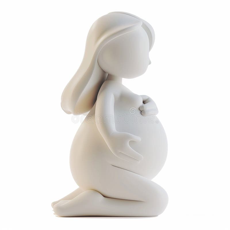 3D Icon of a Pregnant Woman on a White Background Stock Illustration ...