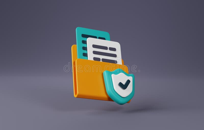 3D Icon of Protected Folder, Symbol of Security. 3D Render Stock ...
