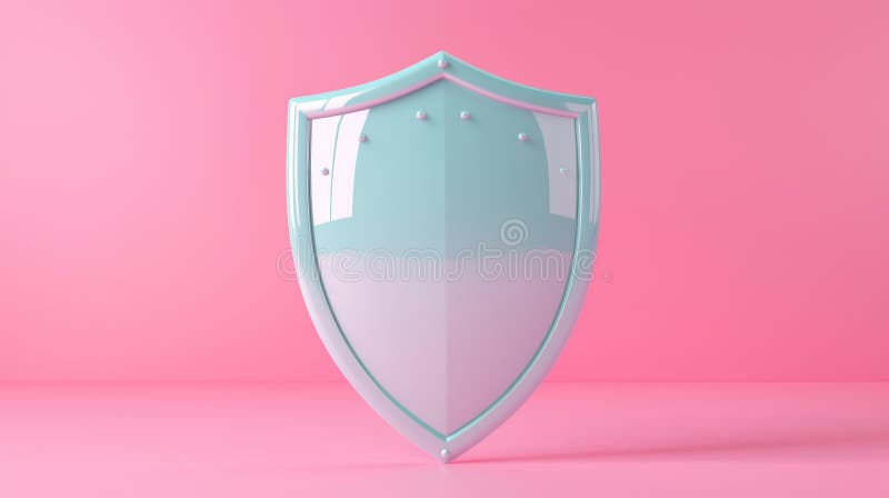 3D Icon of a Protective Shield with Glossy Finish on a Soft Pink ...
