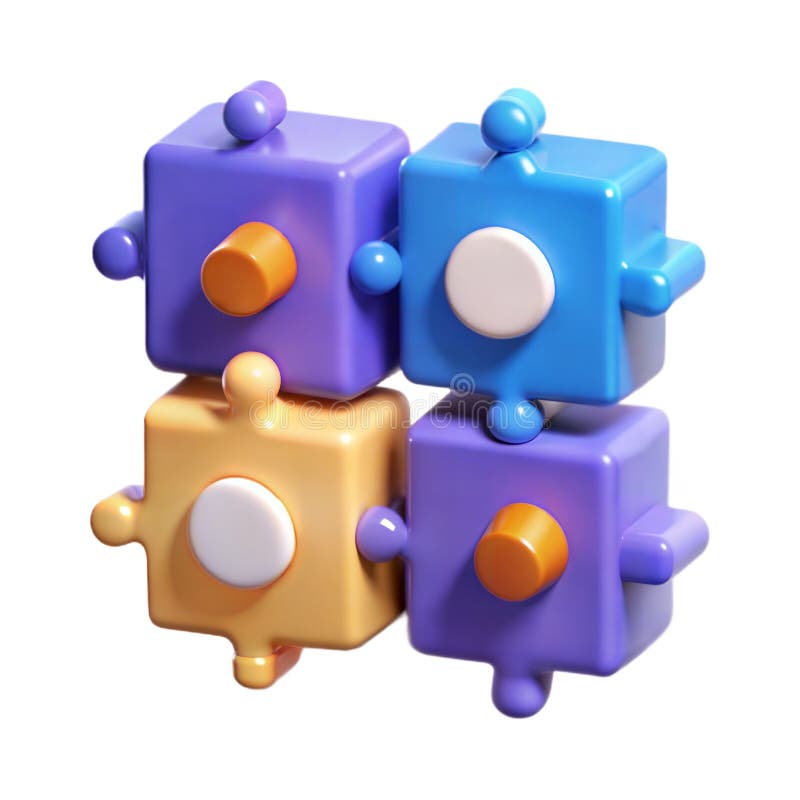 3D Icon of Puzzle Pieces with API Connection Isolated on White ...