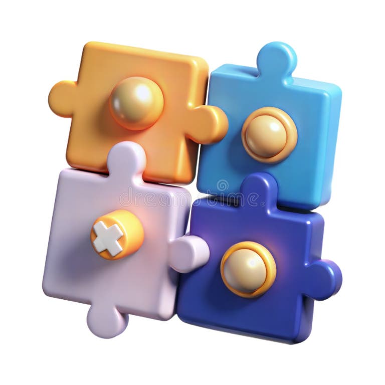 3D Icon of Puzzle Pieces with API Connection Isolated on White ...