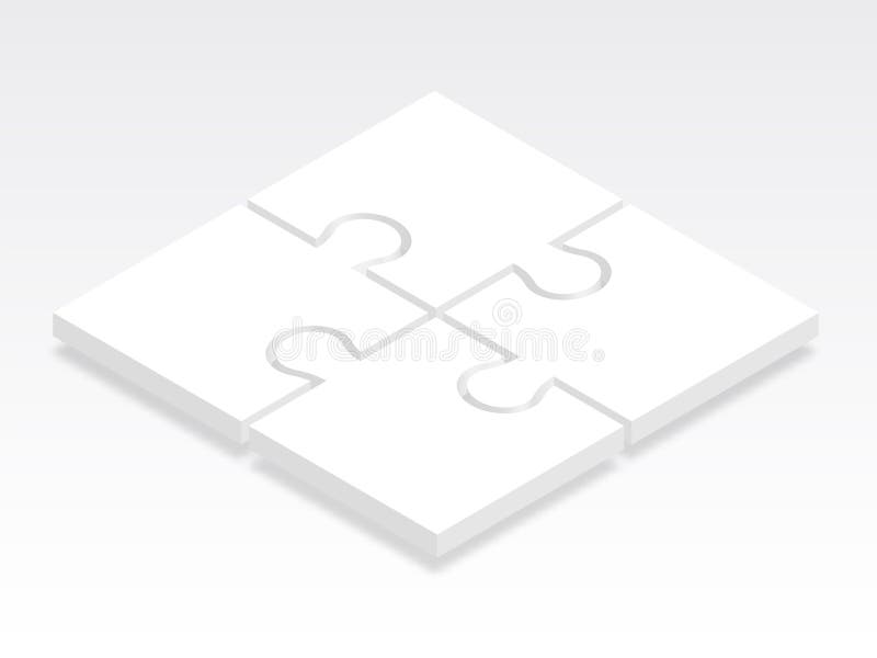 3d Icon Puzzle in White with Shadow. Puzzle Square of Four Pieces with ...