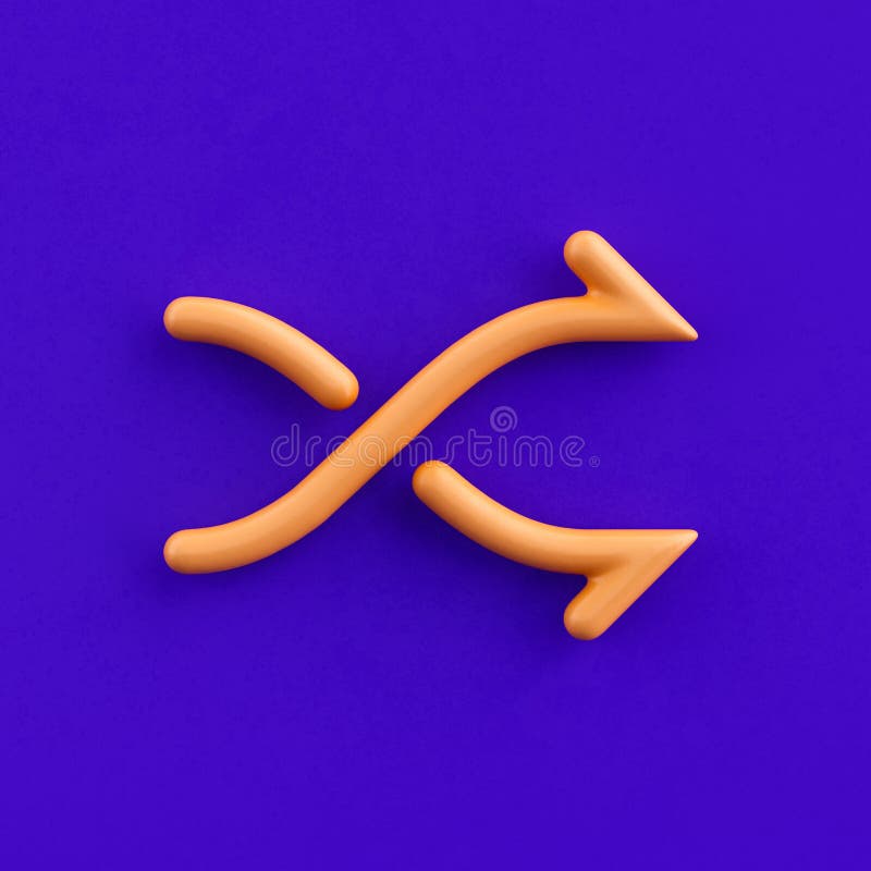 3d Icon Random, Outline Yellow Arrow Icon, Direction Symbol, 3d ...