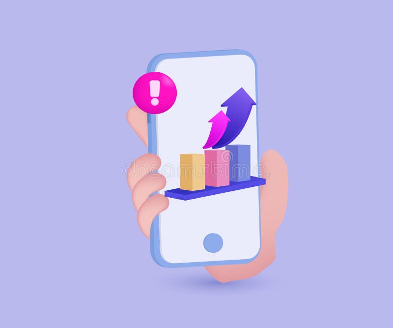 3d Icon Realistic Graph Icon Hand Holding Mobile New Idea Concept ...