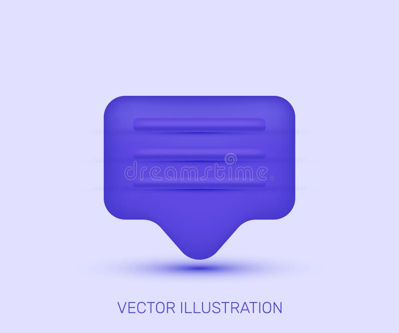 3d Icon Realistic Message Notification New Purple Colors Concept Vector ...