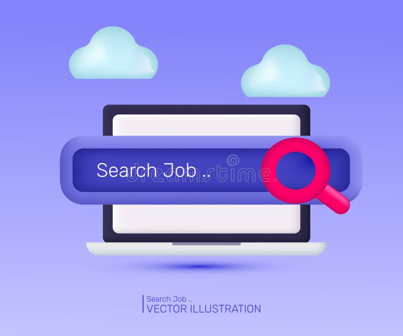 3d Icon Realistic Personal Computer Searching Job Human Resource New ...