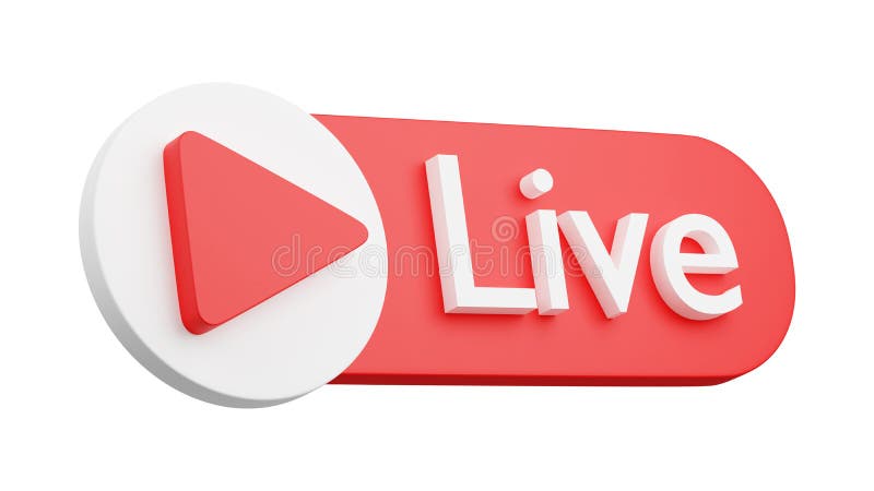 3d Icon Red Live Play Icon. 3d Render Illustration Stock Illustration ...