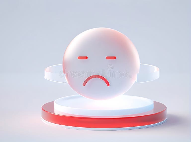 3D Icon of a Red Sad Smiley Face on a White Background. AI Generative ...