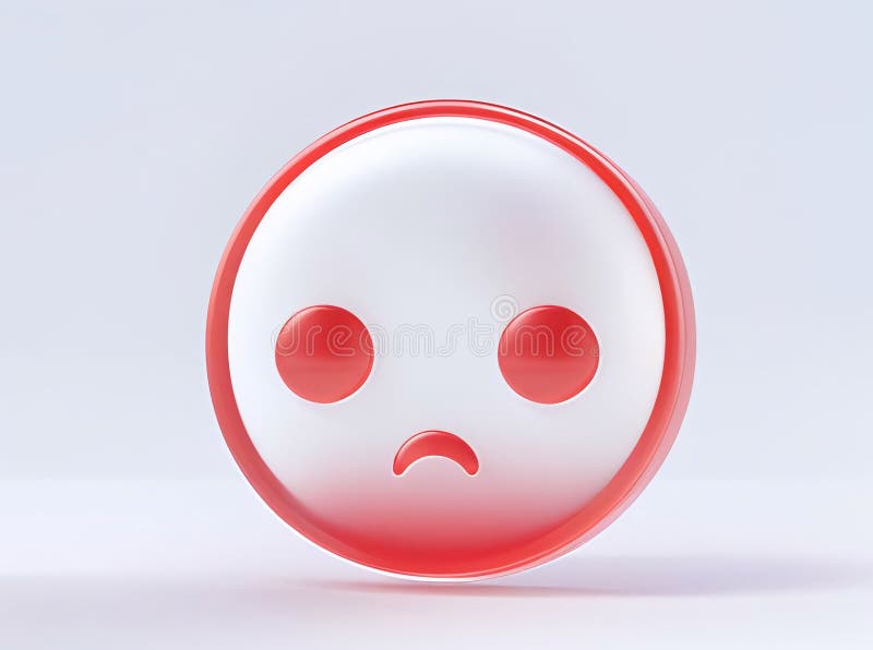 3D Icon of a Red Sad Smiley Face on a White Background. AI Generative ...