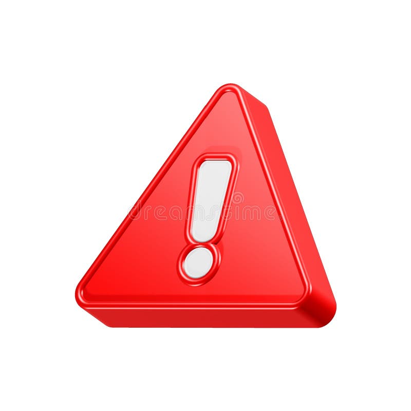 3d Icon of Red Warning Triangle Sign Stock Photo - Illustration of text ...