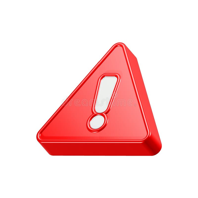 3d Icon of Red Warning Triangle Sign Stock Image - Illustration of ...
