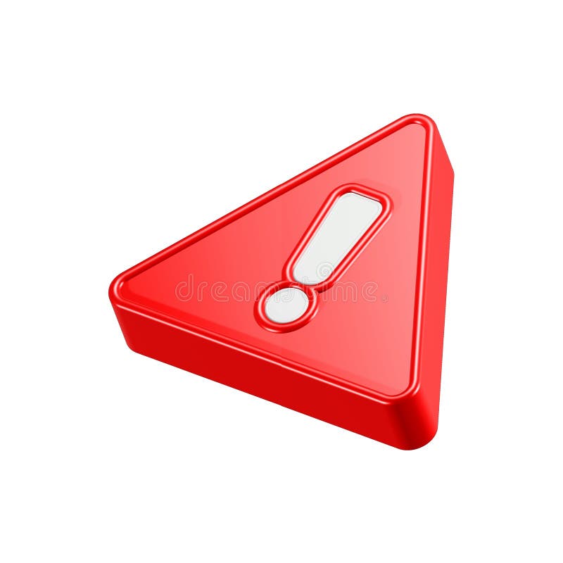3d Icon of Red Warning Triangle Sign Stock Image - Illustration of ...
