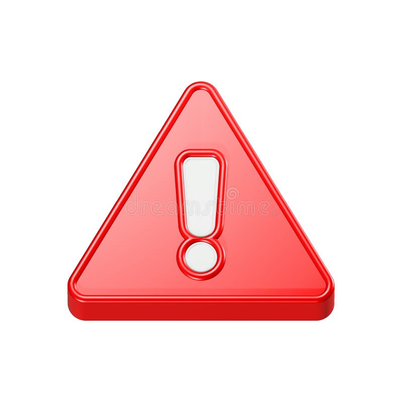 3d Icon of Red Warning Triangle Sign Stock Photo - Illustration of ...
