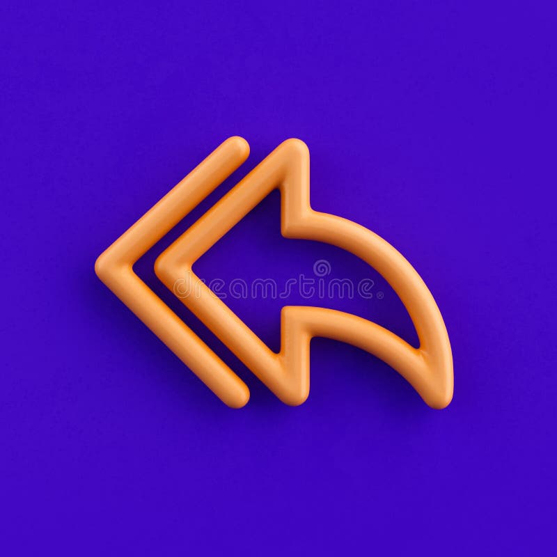 3d Icon Reply All, Outline Yellow Arrow Icon, Direction Symbol, 3d ...