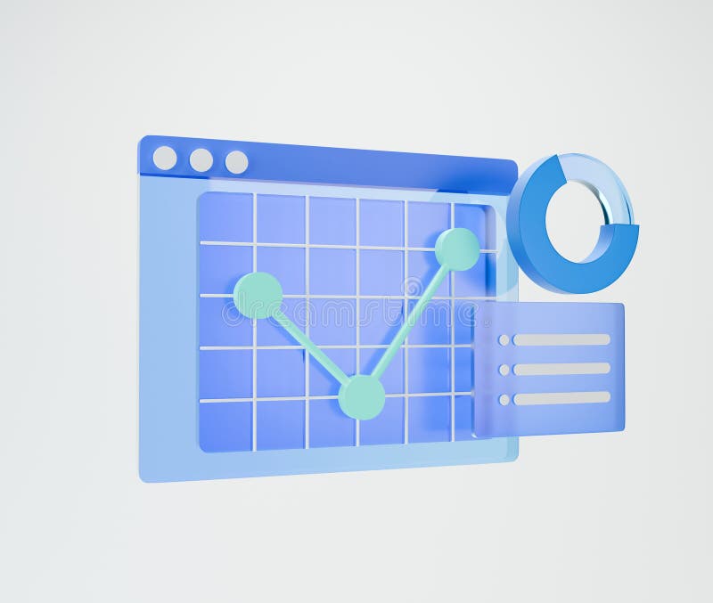 A 3D Icon Representing a Stock Market Graph with a Data Box. Stock ...