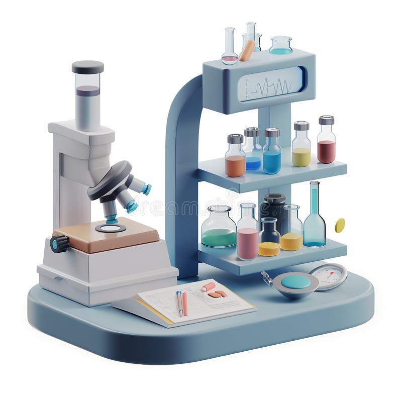 3D Icon Represents Healthcare Laboratory on White Background Stock ...