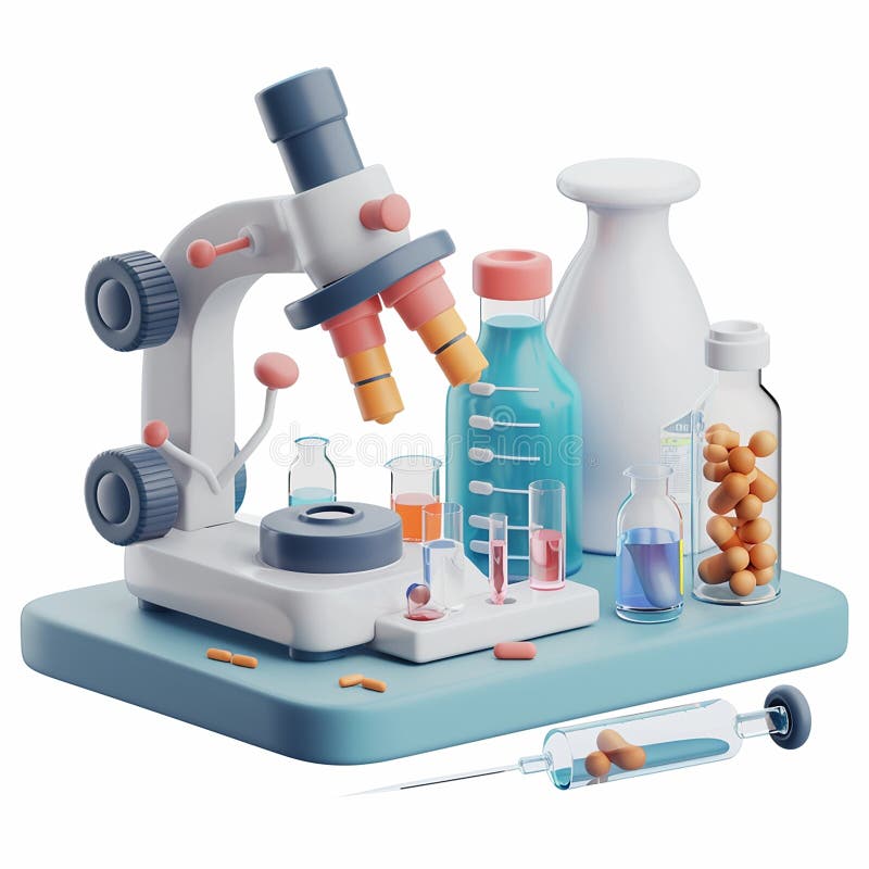 3D Icon Represents Healthcare Laboratory on White Background Stock ...