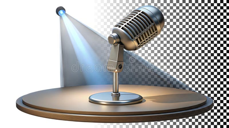 Retro Microphone Icon, Music and Vintage Audio Symbol in 3D Png ...