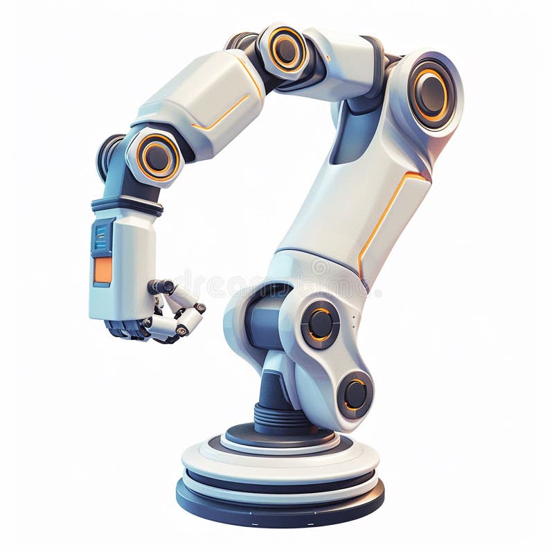 A 3D Icon of a Robotic Arm with a White Background Stock Illustration ...