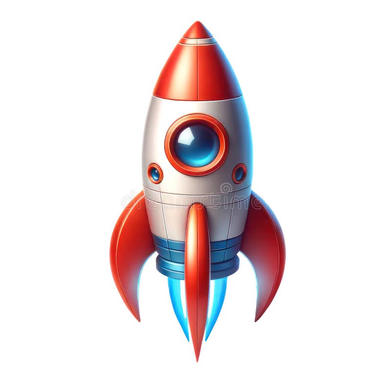 3d Icon Rocket on White Background,Space Concept Stock Image - Image of ...